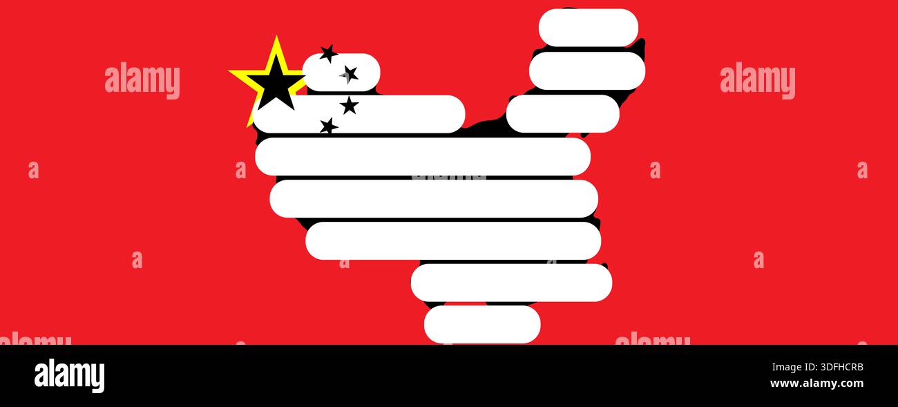 abstract flag background of China, simplified symbol shape of the map ...