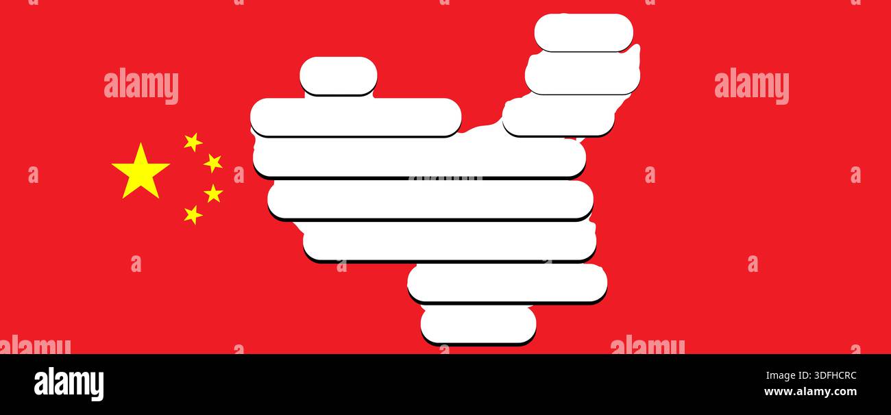 abstract flag background of China, simplified symbol shape of the map ...