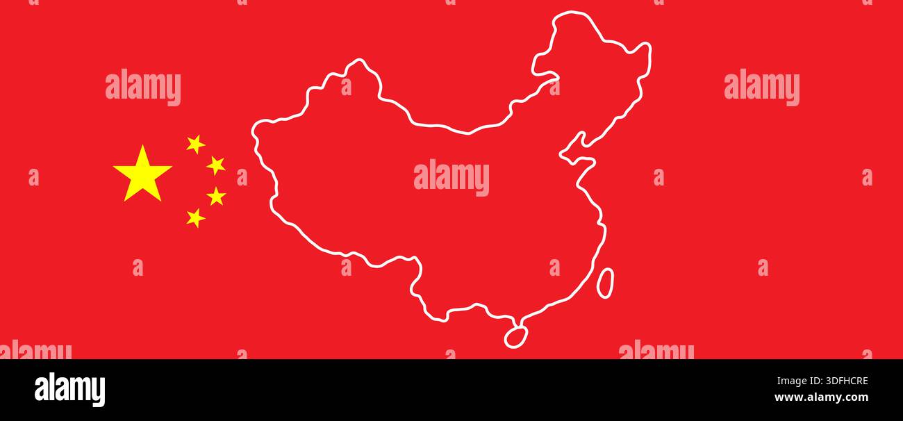 abstract flag background of China, simplified symbol shape of the map ...