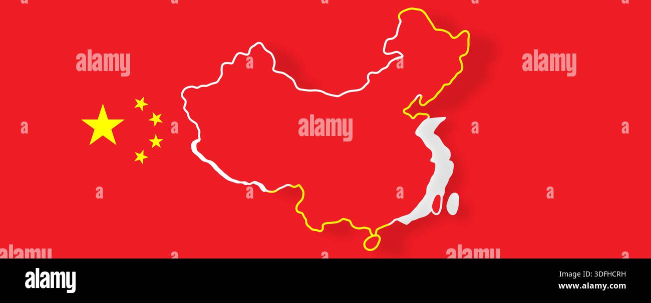 abstract flag background of China, simplified symbol shape of the map ...