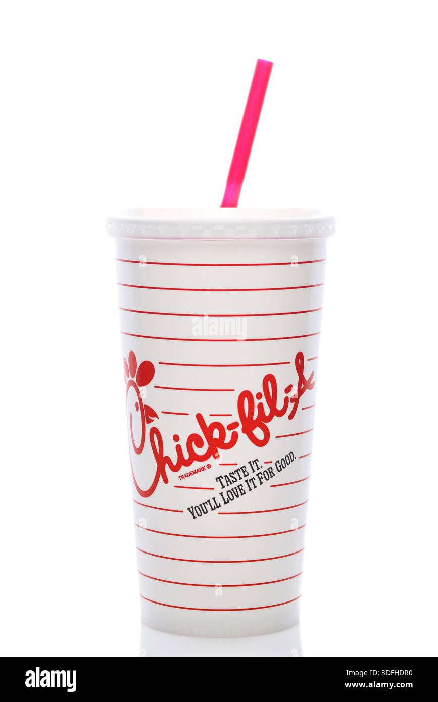 IRVINE, CALIFORNIA - 12 JAN 2026: A disposable drink cup for Chick-fil ...
