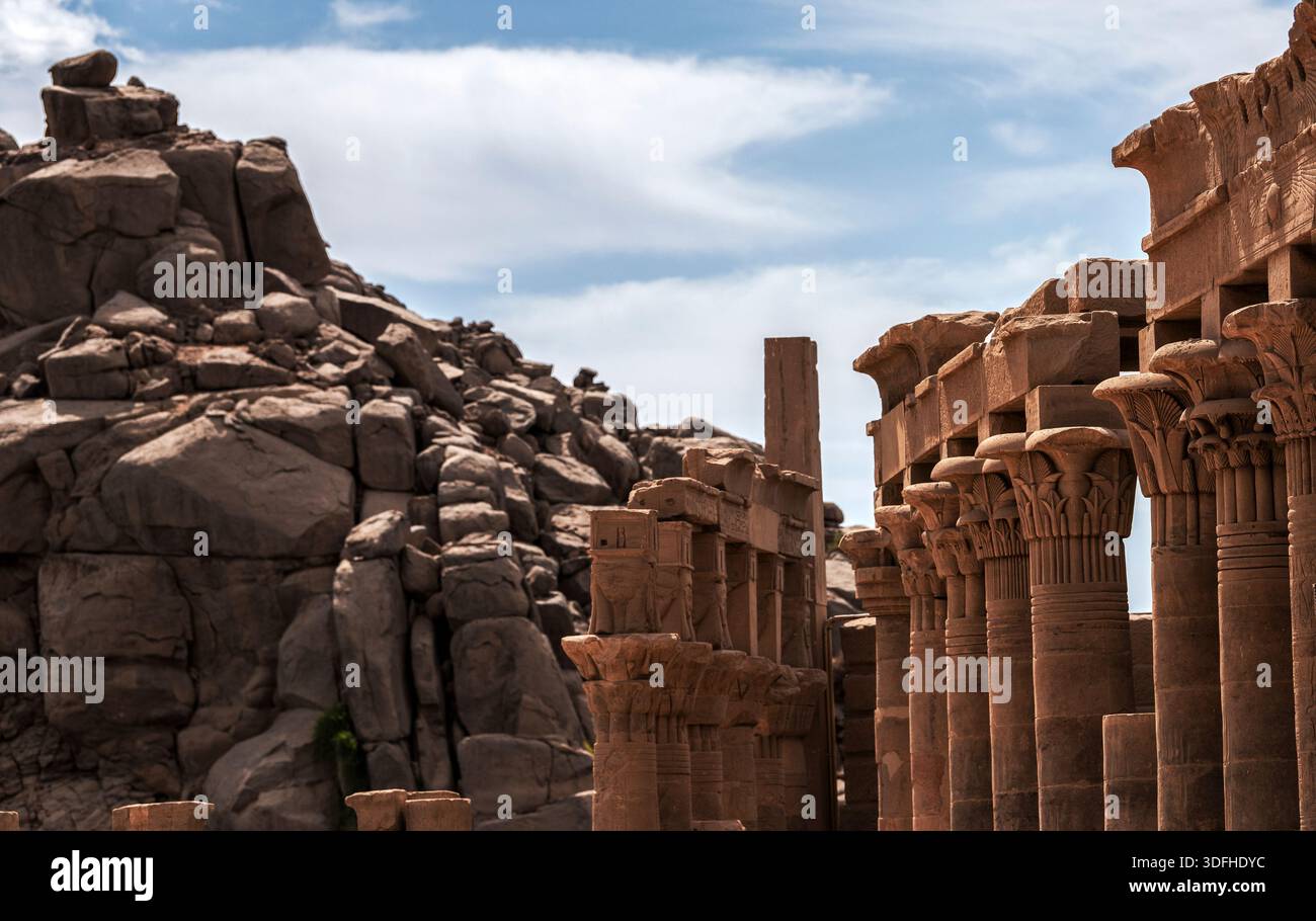 Aswan, Egypt - February 16, 2021: image of Philae Temple, an ancient ...