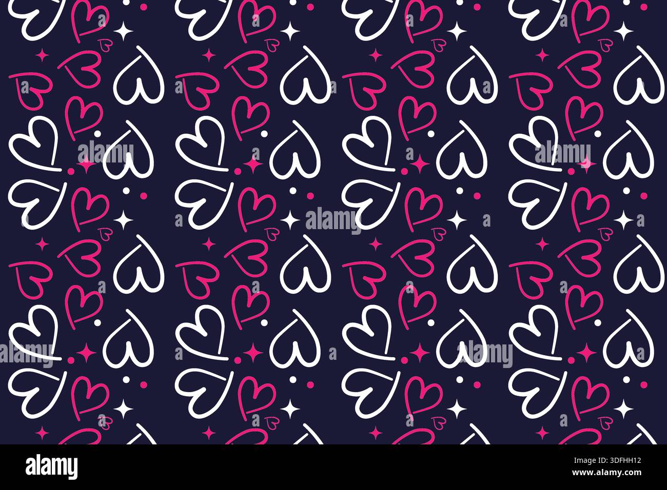 Seamless heart shaped Valentine pattern with cute and romantic style ...