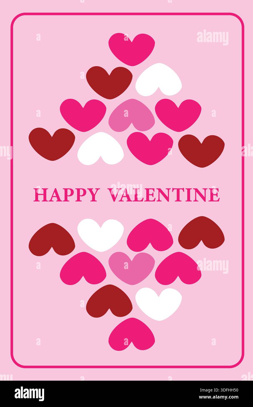 Playful modern abstract Valentine illustration with heart icons and ...