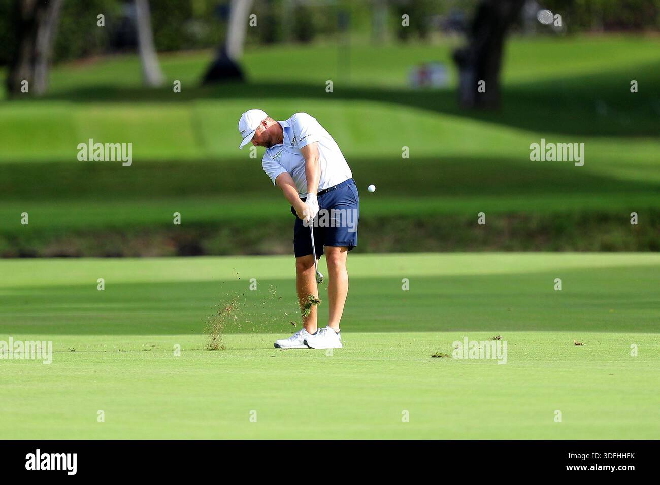 January 12, 2026 - Brice Garnett hits from the 8th fairway during a ...