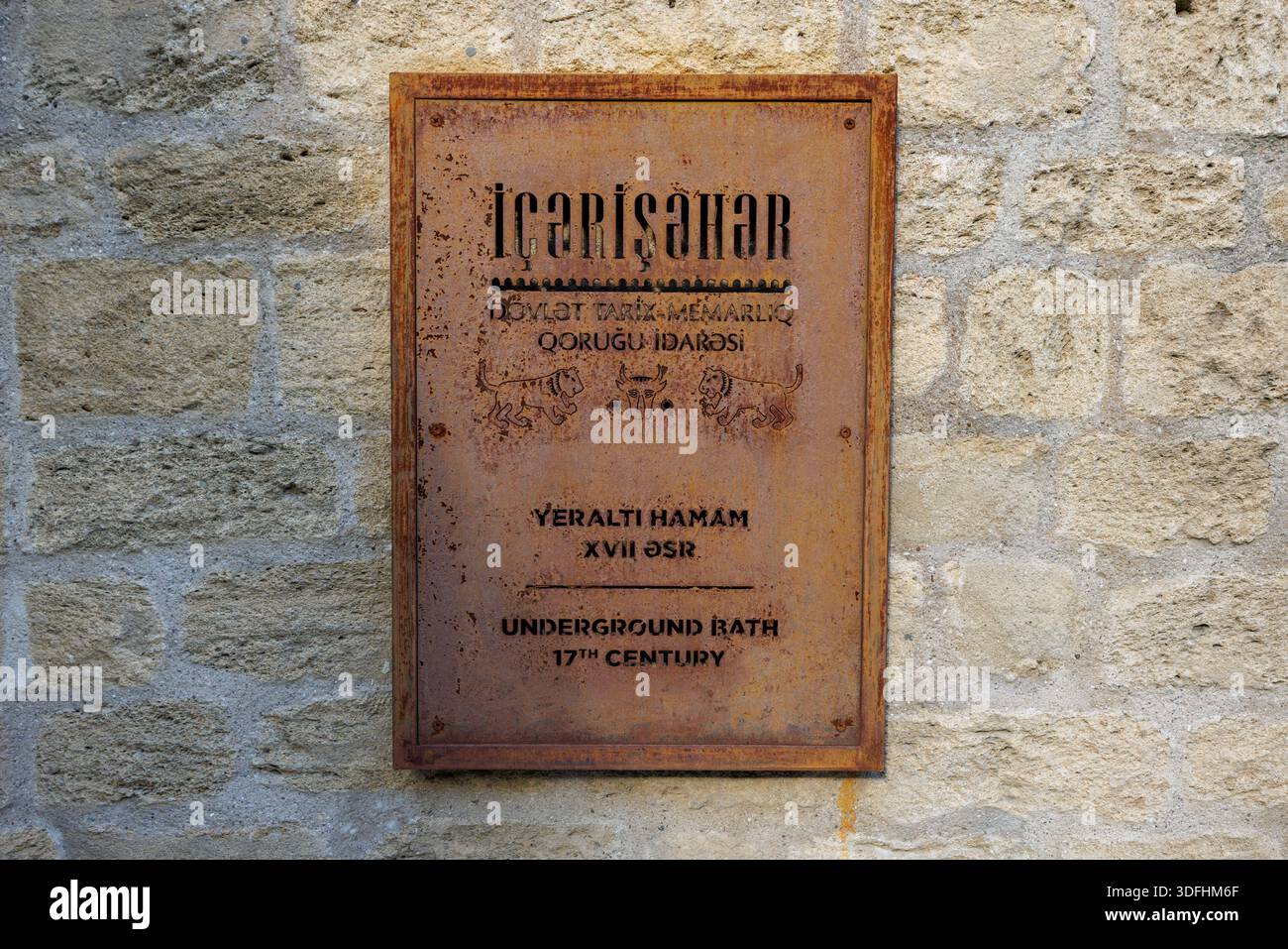 Baku May 16, 2025. Wall sign at the Palace of Baku Khans underground ...