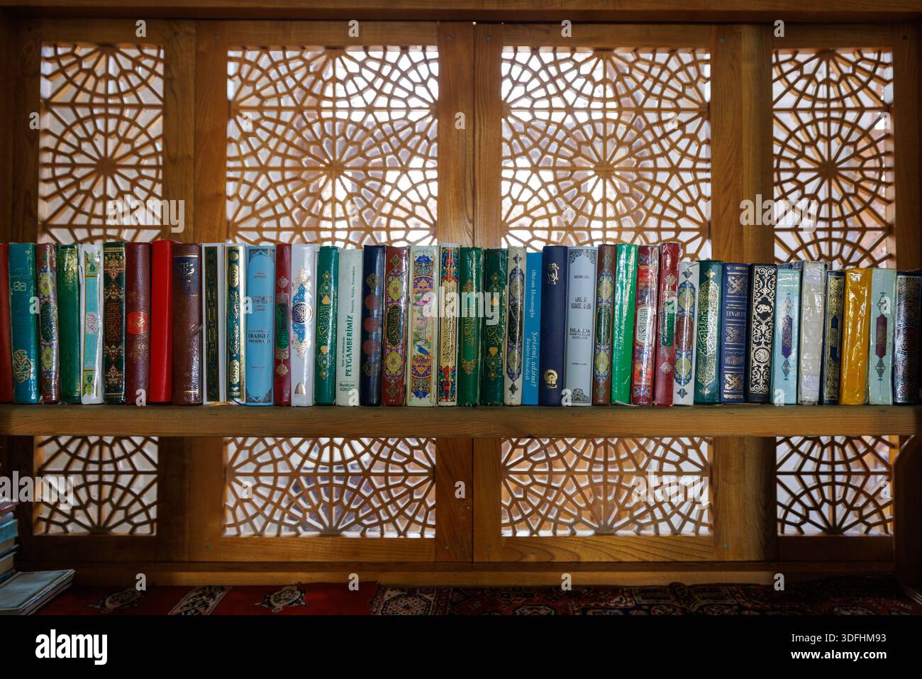 Bibiheybət, May 17, 2025. Interior view of book shelf inside the prayer ...