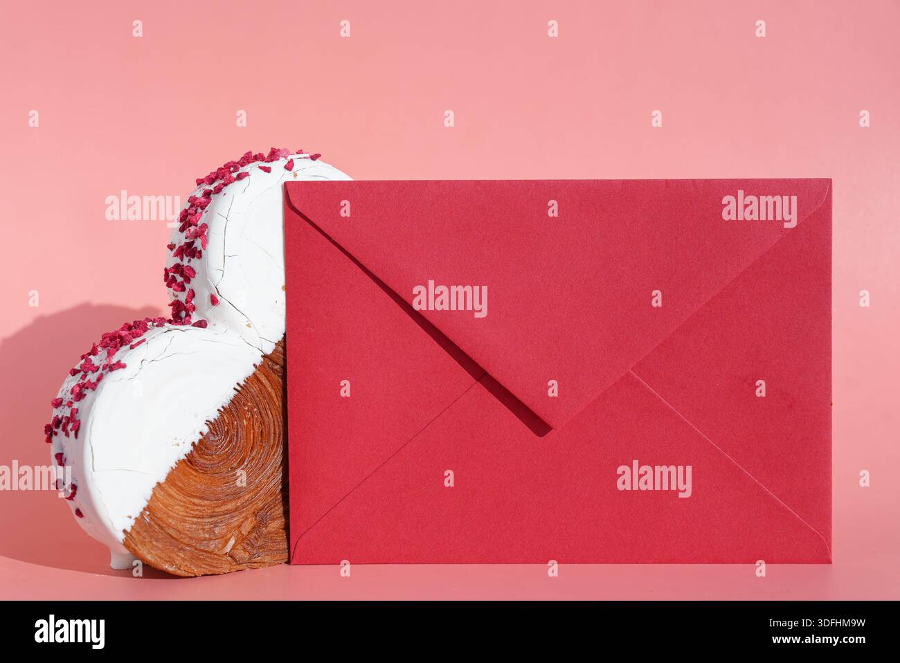 Empty sample paper note greeting card Delicious fresh croissant topped ...