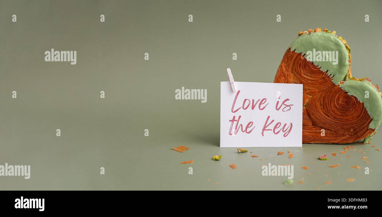 LOVE IS THE KEY greeting card Delicious fresh croissant topped with ...