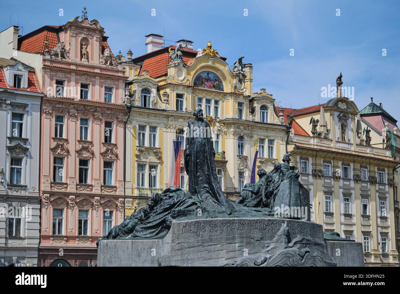 Captivating view of the iconic Jan Hus Monument in Prague's historic ...