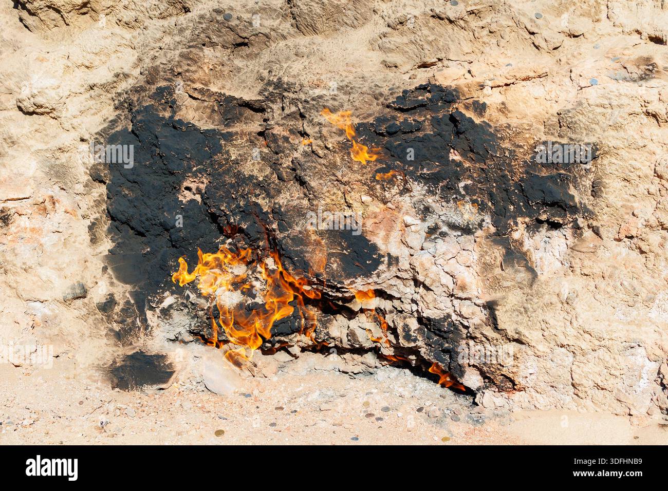 Flames burn from the side of the mountain at Yanardag (Burning Mountain ...