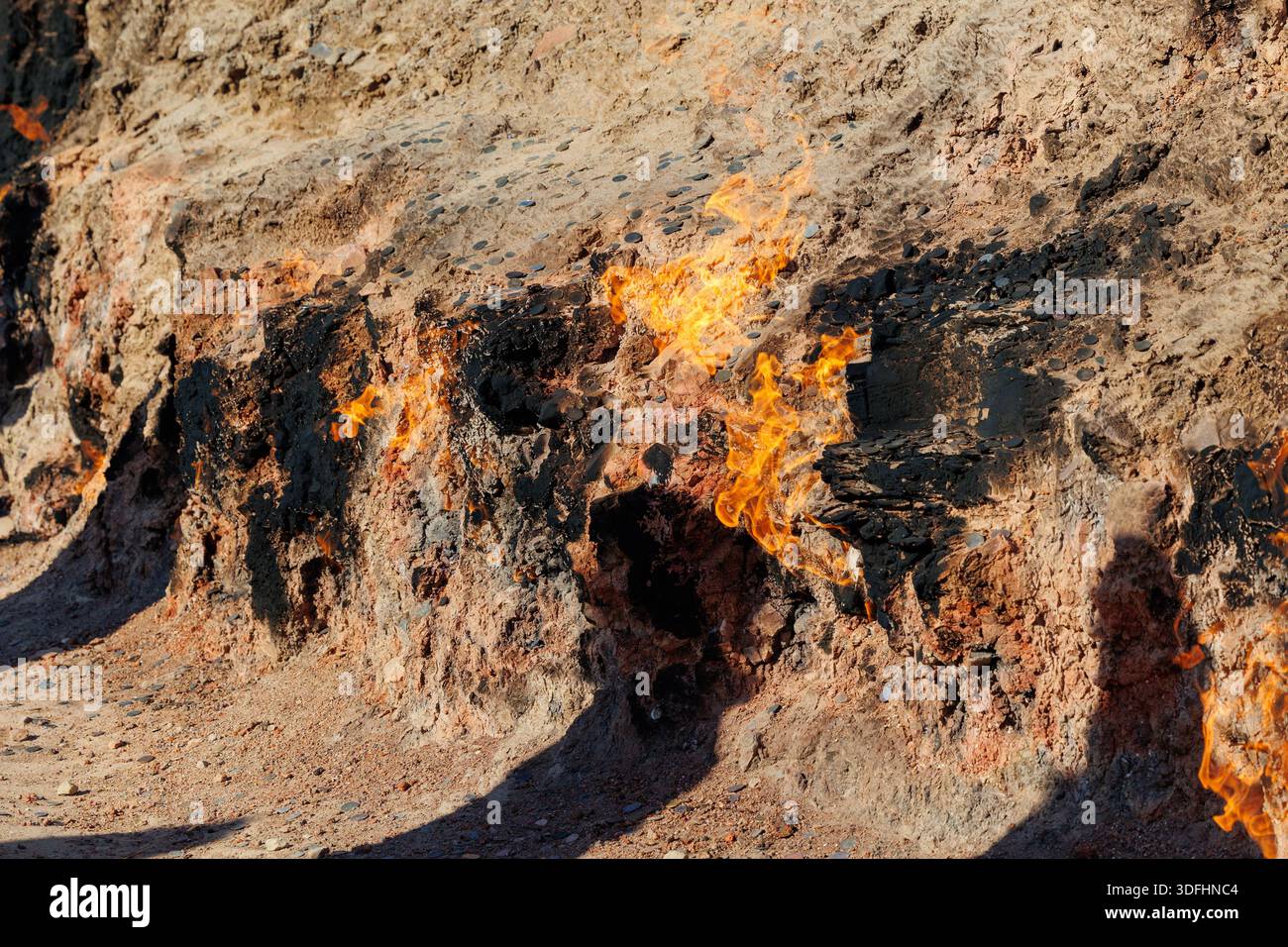 Flames burn from the side of the mountain at Yanardag (Burning Mountain ...