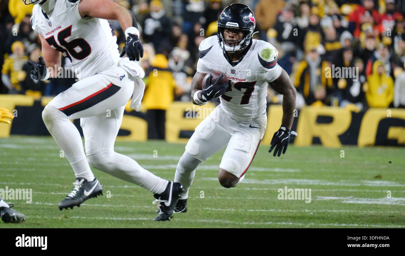 Jan 12, 2025: Woody Marks #27 during the Pittsburgh Steelers vs Houston ...