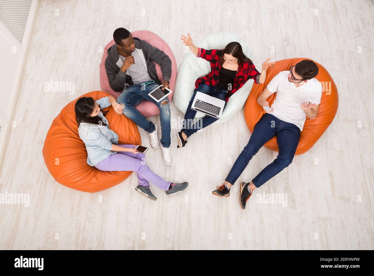Diverse people using gadgets, top view Stock Photo - Alamy