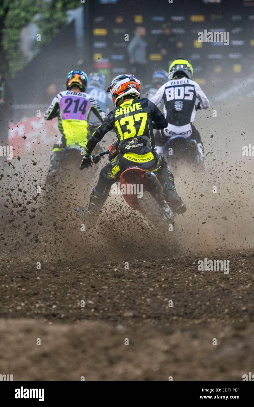 Ayden Shive (137) seen trailing the pack during the 250 class ...