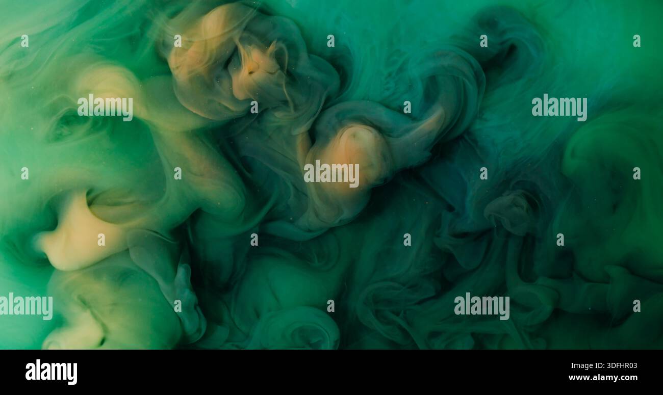 Paint mix. Underwater green mist. Blur yellow color natural texture ...