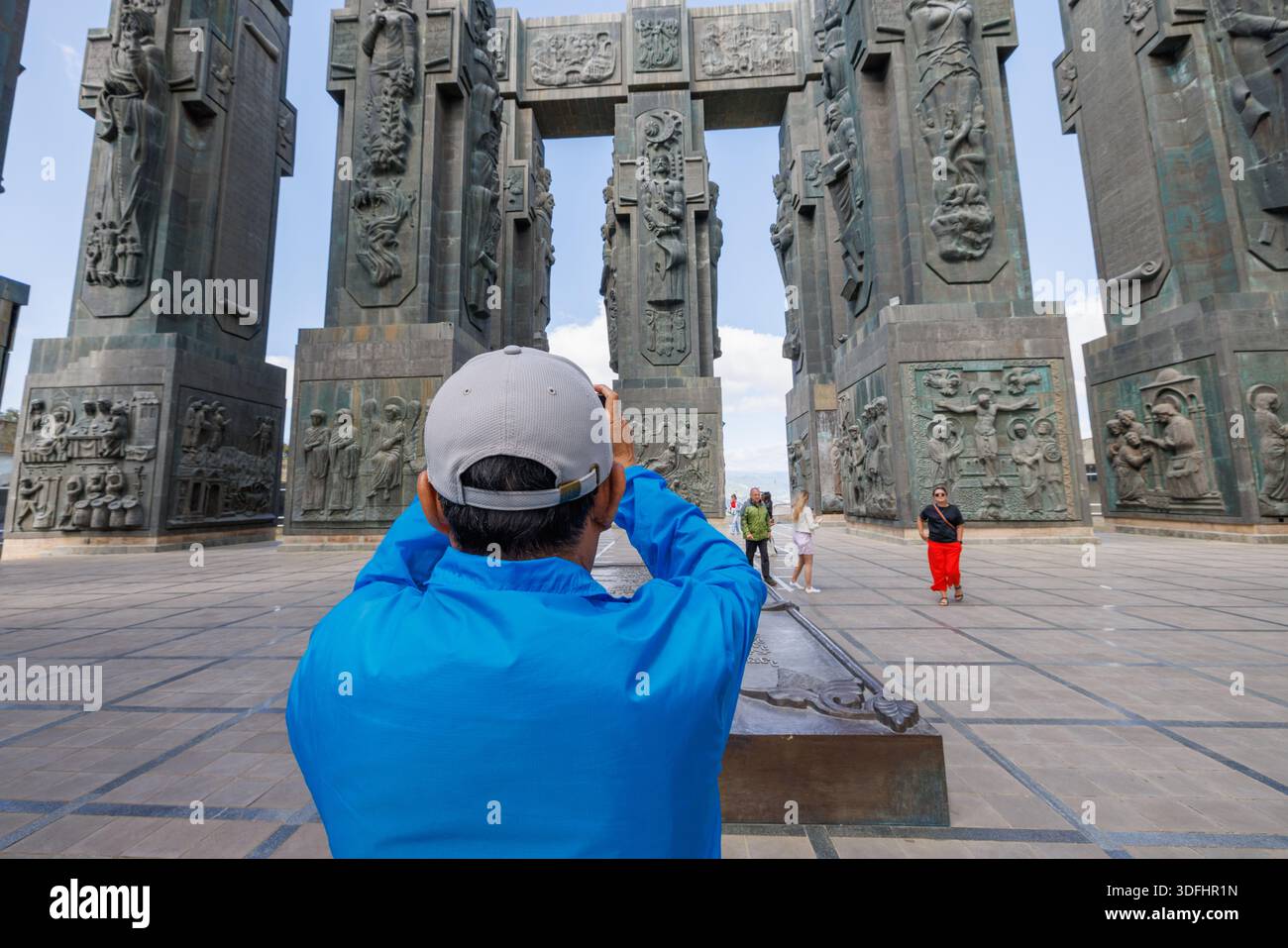 Tbilisi, May 21, 2025. Tourist visit the Chronicles of Georgia monument ...