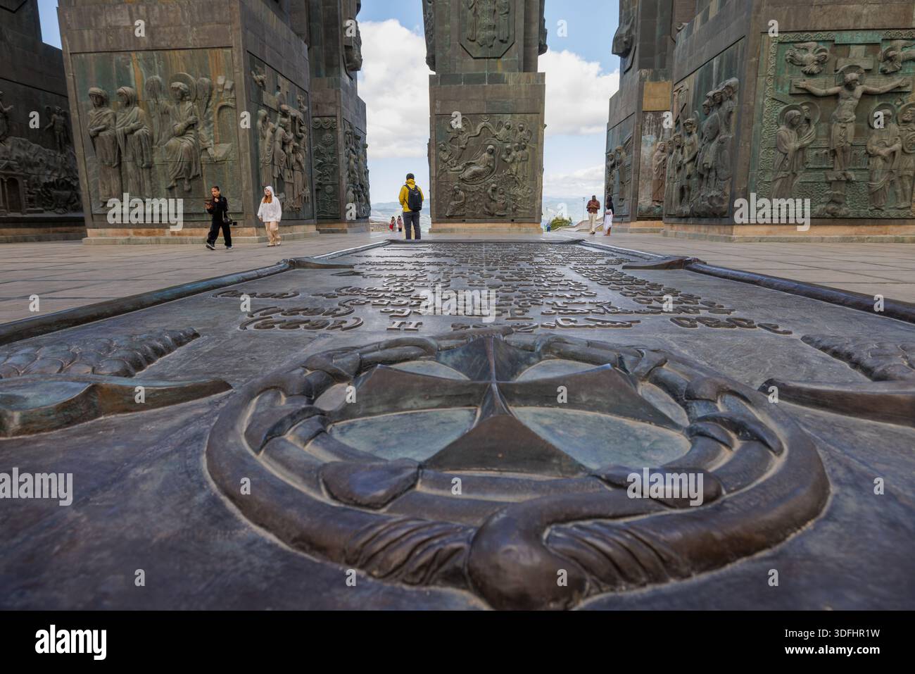 Tbilisi, May 21, 2025. Tourist visit the Chronicles of Georgia monument ...