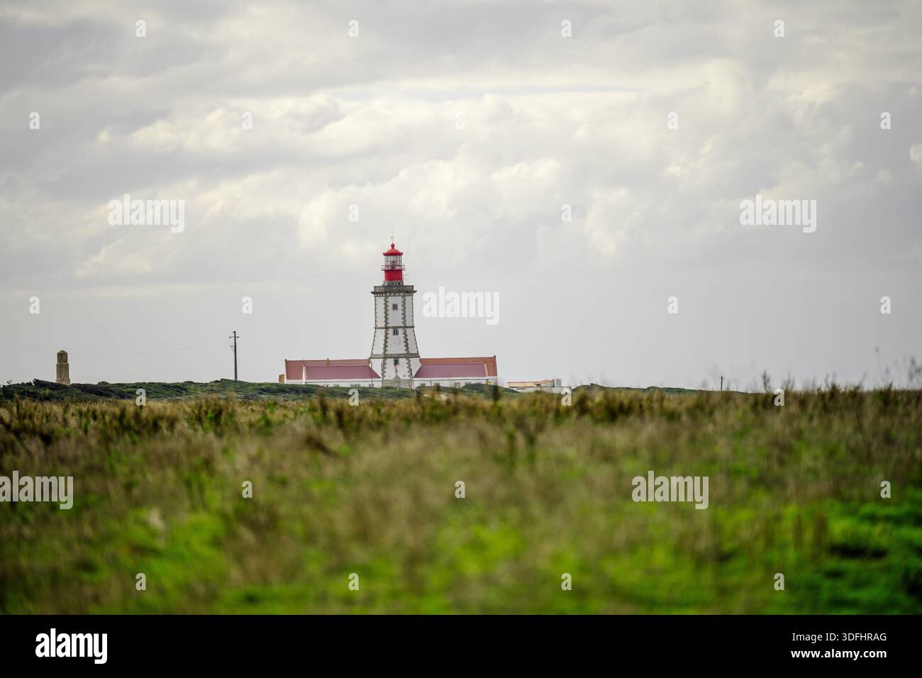 Sesimbra Portugal December 25 2025. The Cabo Espichel lighthouse stands ...