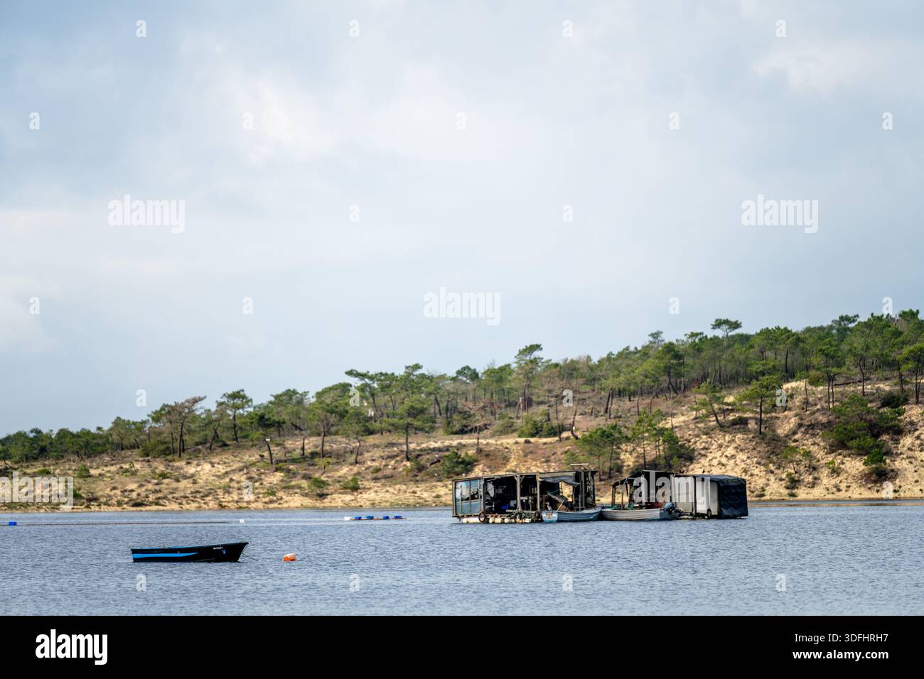Sesimbra Portugal December 25 2025. Wooden pier and fishing platforms ...