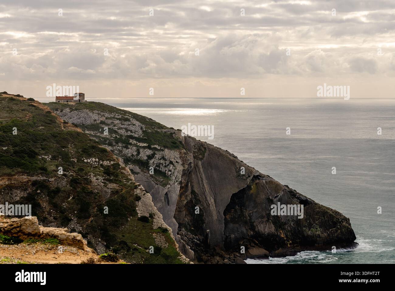 Sesimbra Portugal December 25 2025. Abandoned buildings stand on a ...
