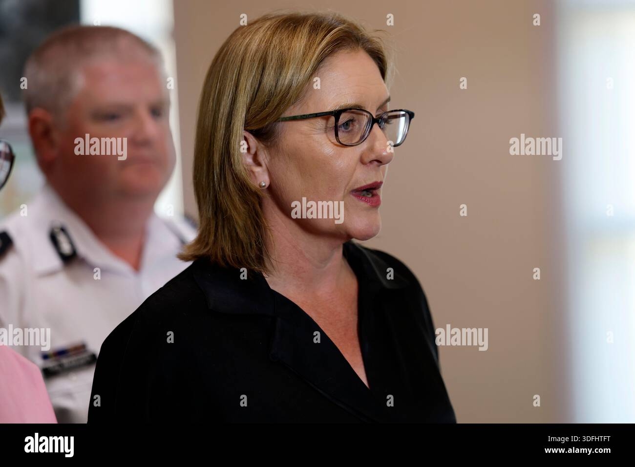 Victorian Premier Jacinta Allan speaks to media during a press ...