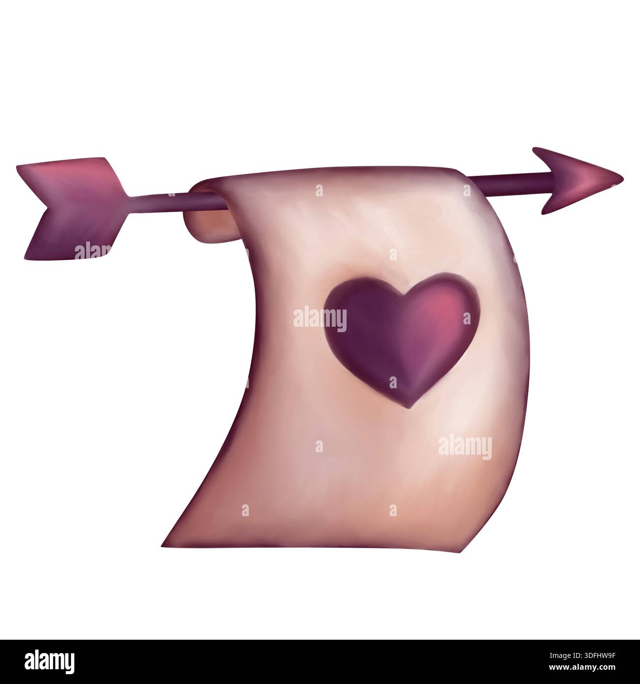 An illustration of a letter on an arrow. A watercolor composition on ...