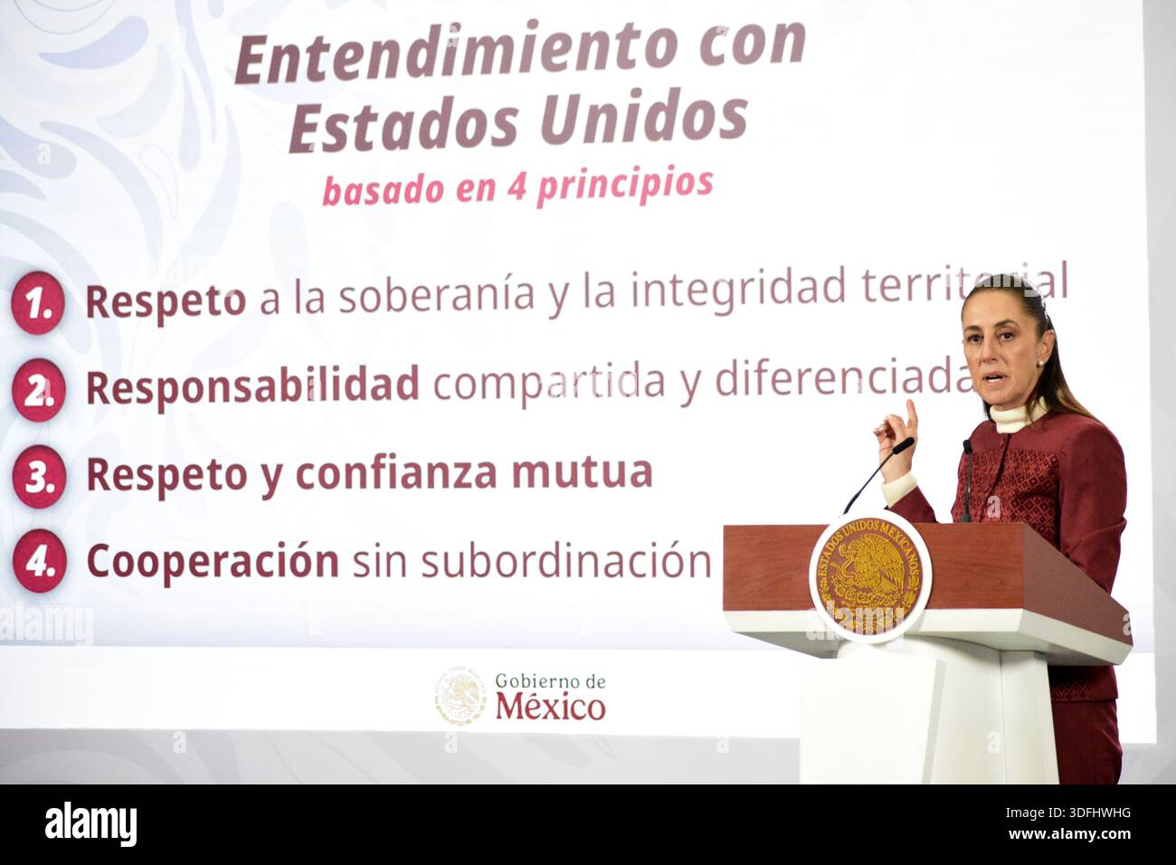 Non Exclusive: Mexican President Claudia Sheinbaum Pardo speaks during ...