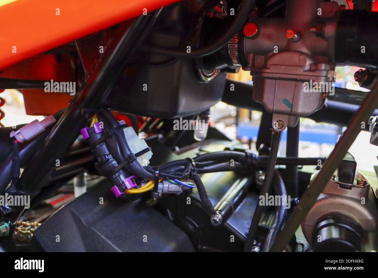 Closeup of powerful motorcycle engine revealing complex mechanical ...