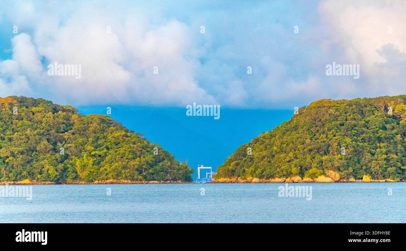 Tropical island islands mountains hills with exotic nature jungle in ...