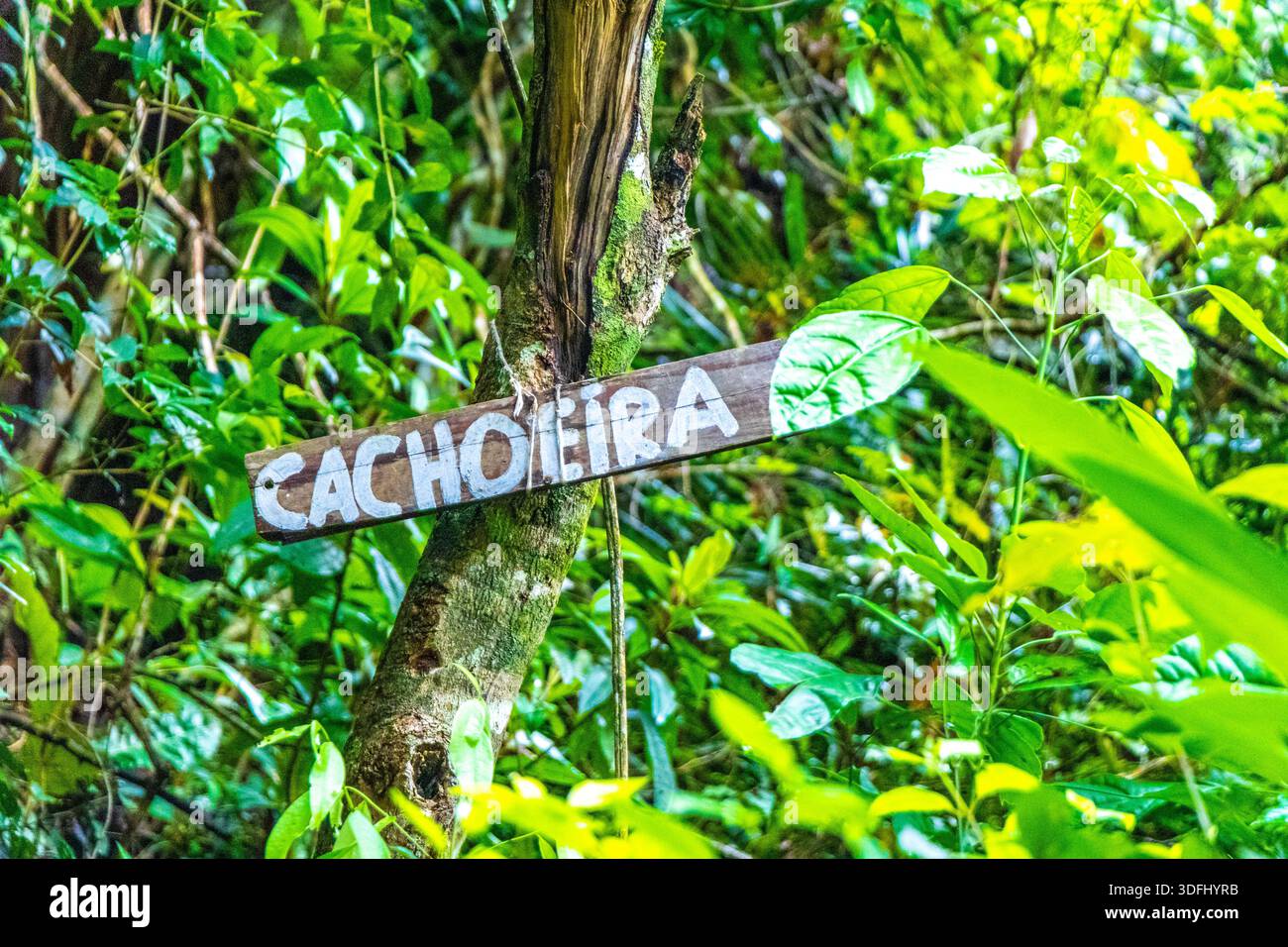 Cachoeira da Feiticeira waterfall waterfalls wooden directional sign ...