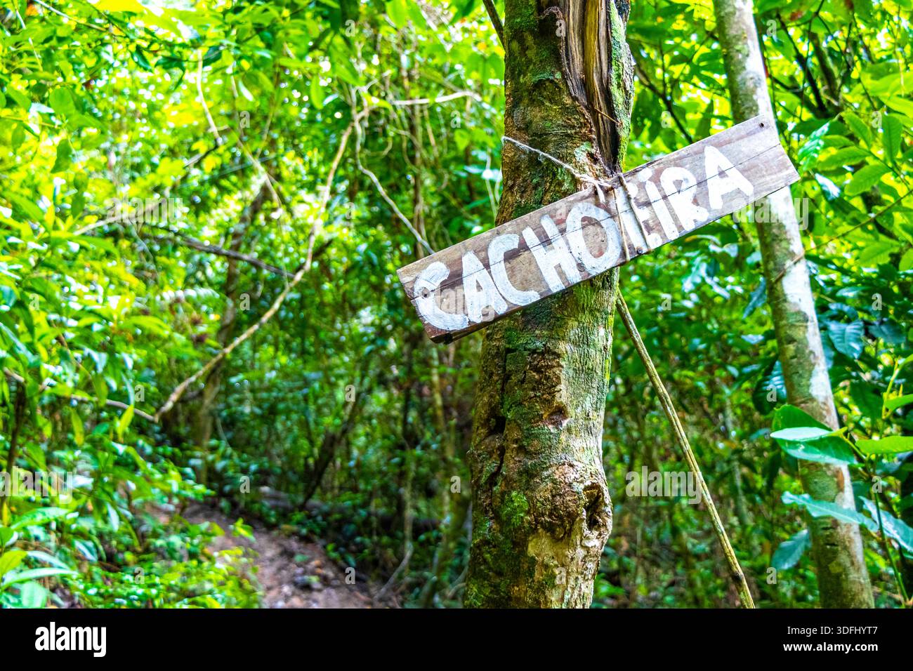 Cachoeira da Feiticeira waterfall waterfalls wooden directional sign ...