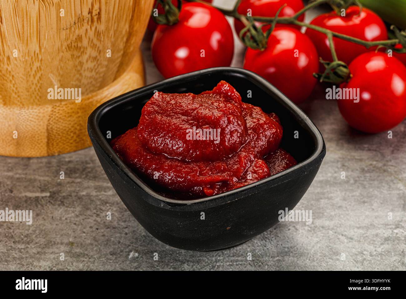 Red tomato paste sauce in the bowl Stock Photo - Alamy