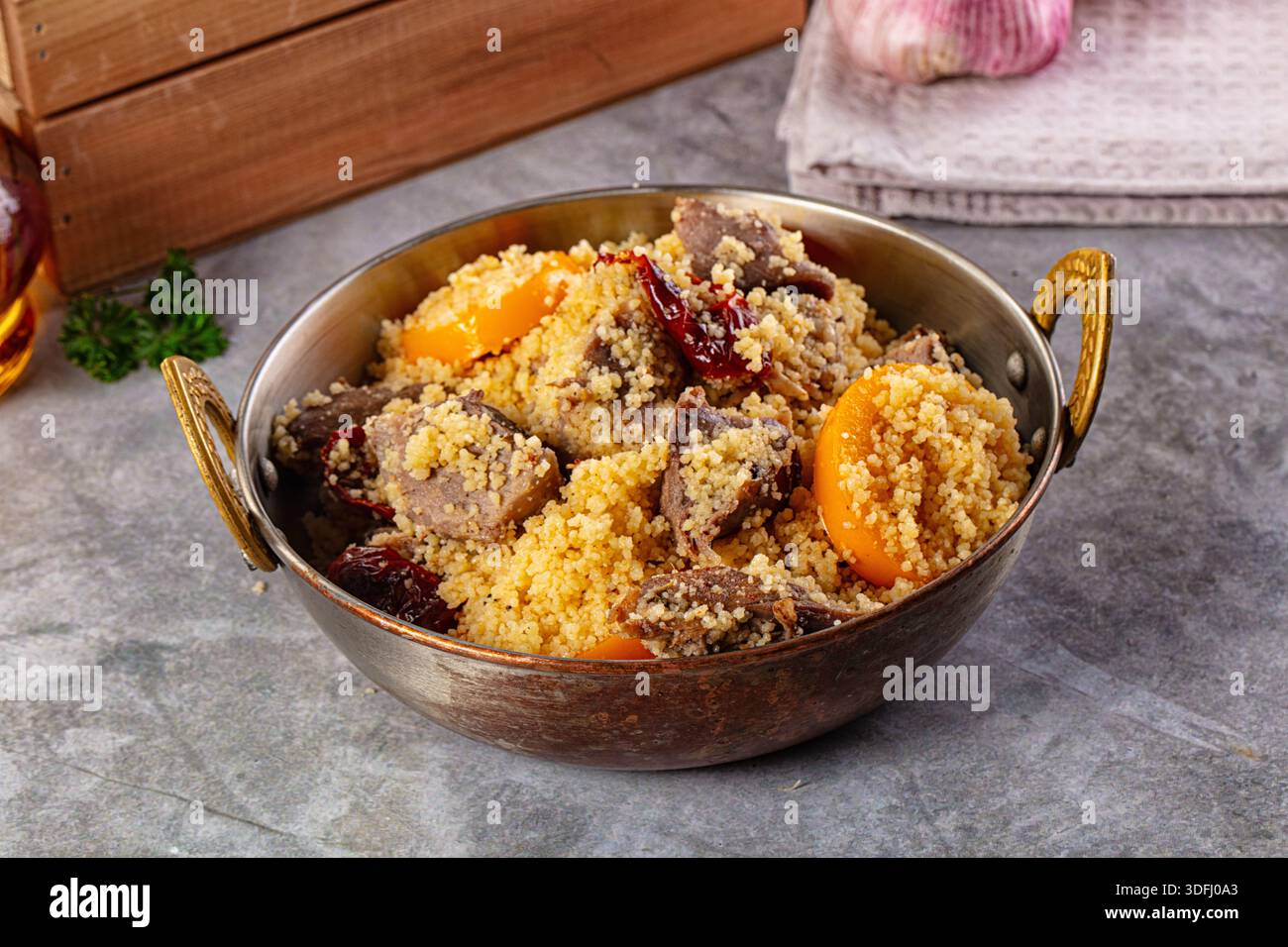 Traditional Arabic couscous with lamb and vegetables Stock Photo - Alamy