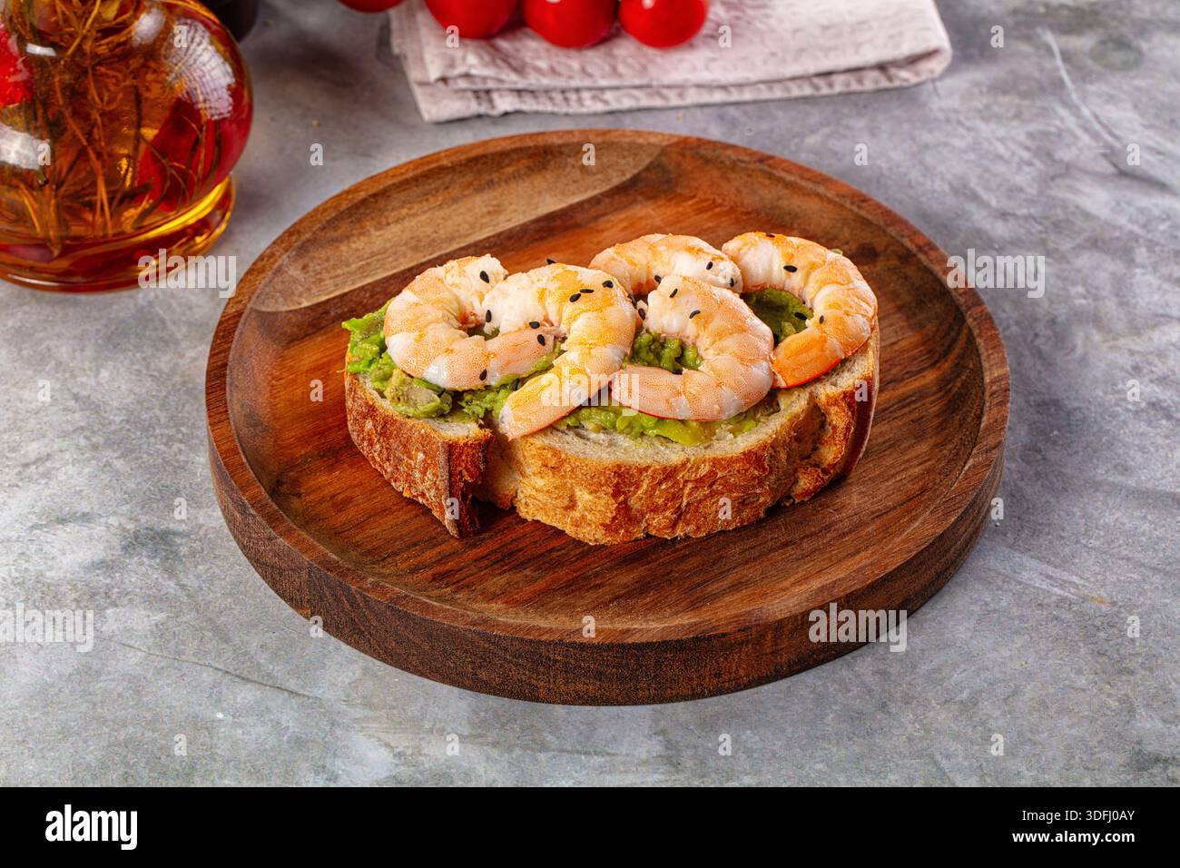 Sandwich with prawn and avocado mousse Stock Photo - Alamy