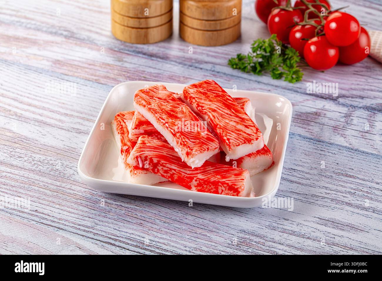 Crab stick surimi fish meat snack Stock Photo - Alamy