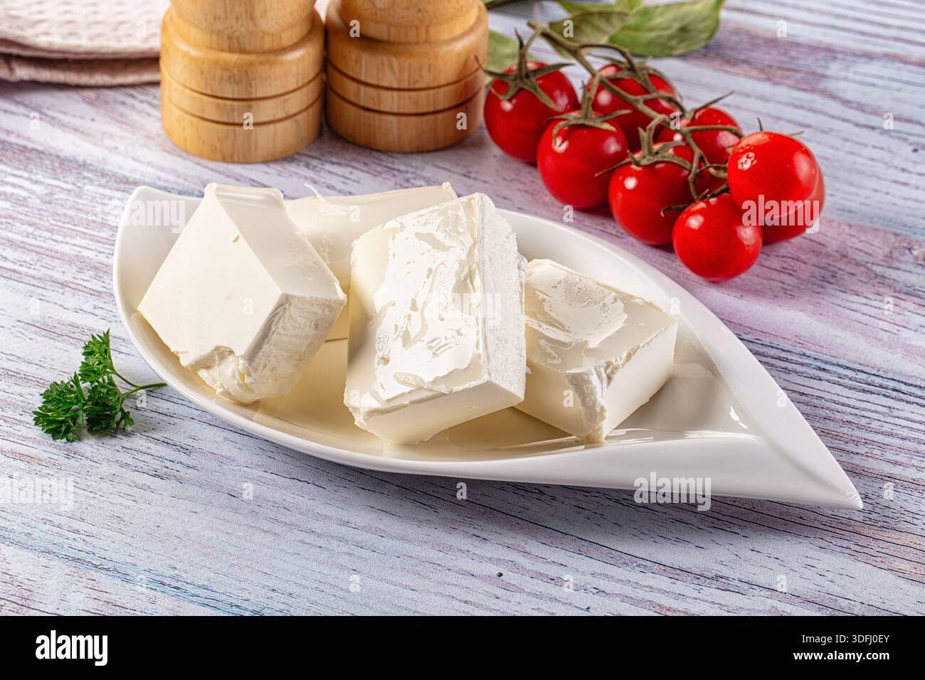 Greek traditional Feta soft cheese cubes Stock Photo - Alamy