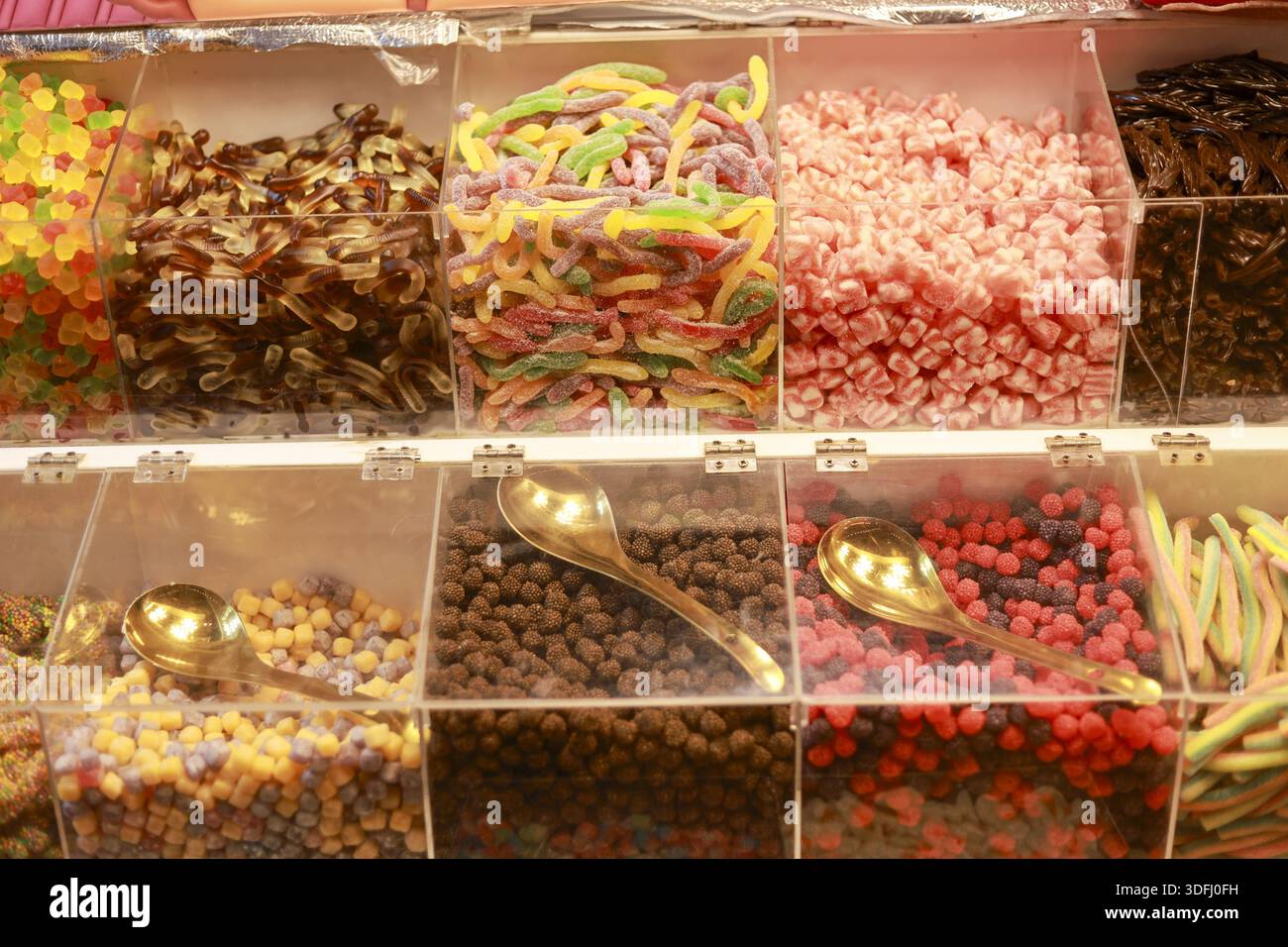 Colorful sweet jelly candy selection on store display showing tasty ...