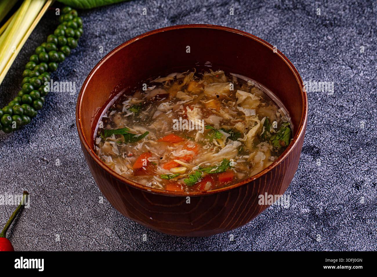 Natural crab soup with prawn and carrot Stock Photo - Alamy
