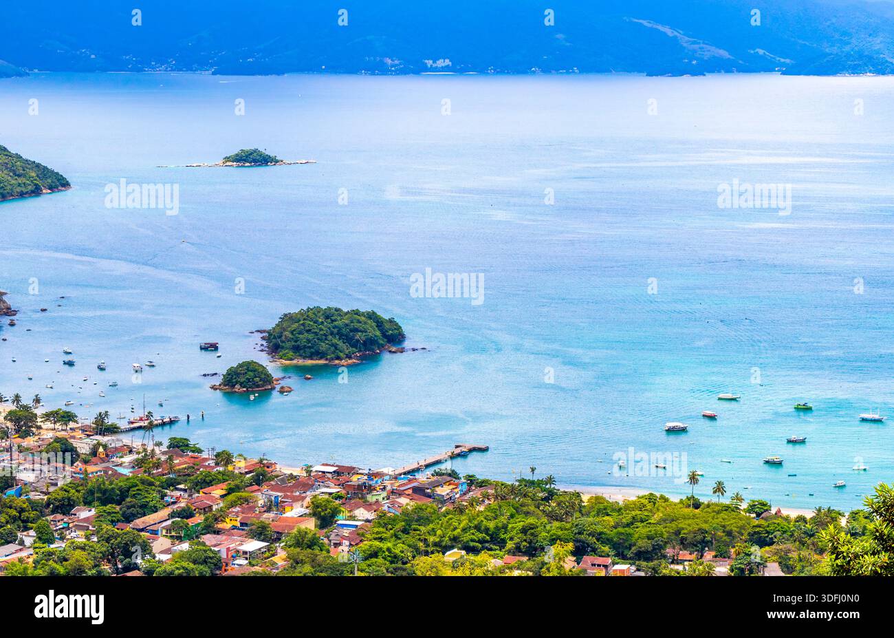 Vila do Abraao village town tropical island sea seascape panorama with ...