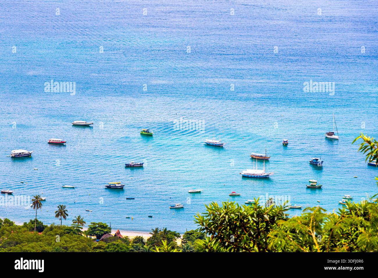 Vila do Abraao village town tropical island sea seascape panorama with ...
