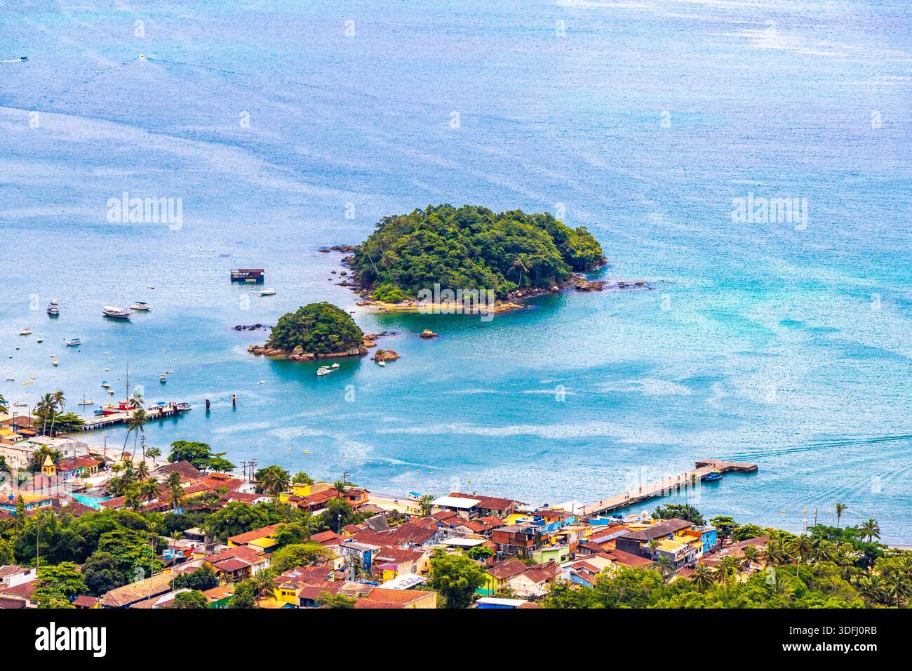 Vila do Abraao village town tropical island sea seascape panorama with ...