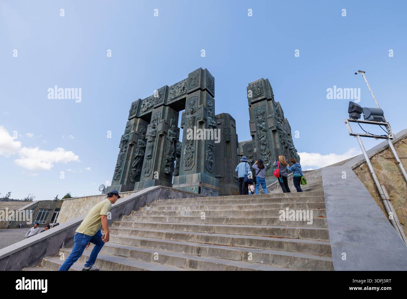 Tbilisi, May 21, 2025. Tourist visit the Chronicles of Georgia monument ...