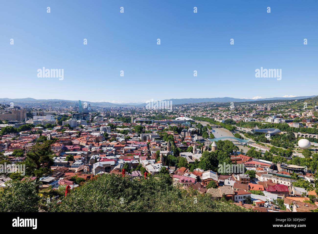 Scenic views of Tbilisi city skyline viewed from Narikala Hill, Georgia ...
