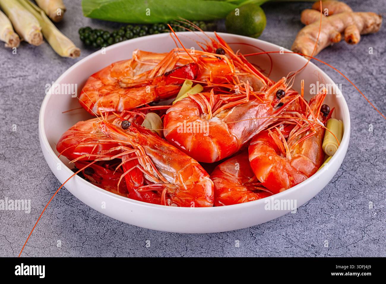 Boiled fresh big red tiger prawns Stock Photo - Alamy