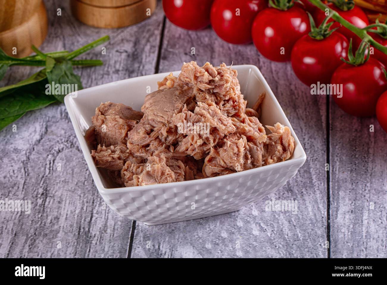 Canned Tuna fish fillet in the bowl Stock Photo - Alamy