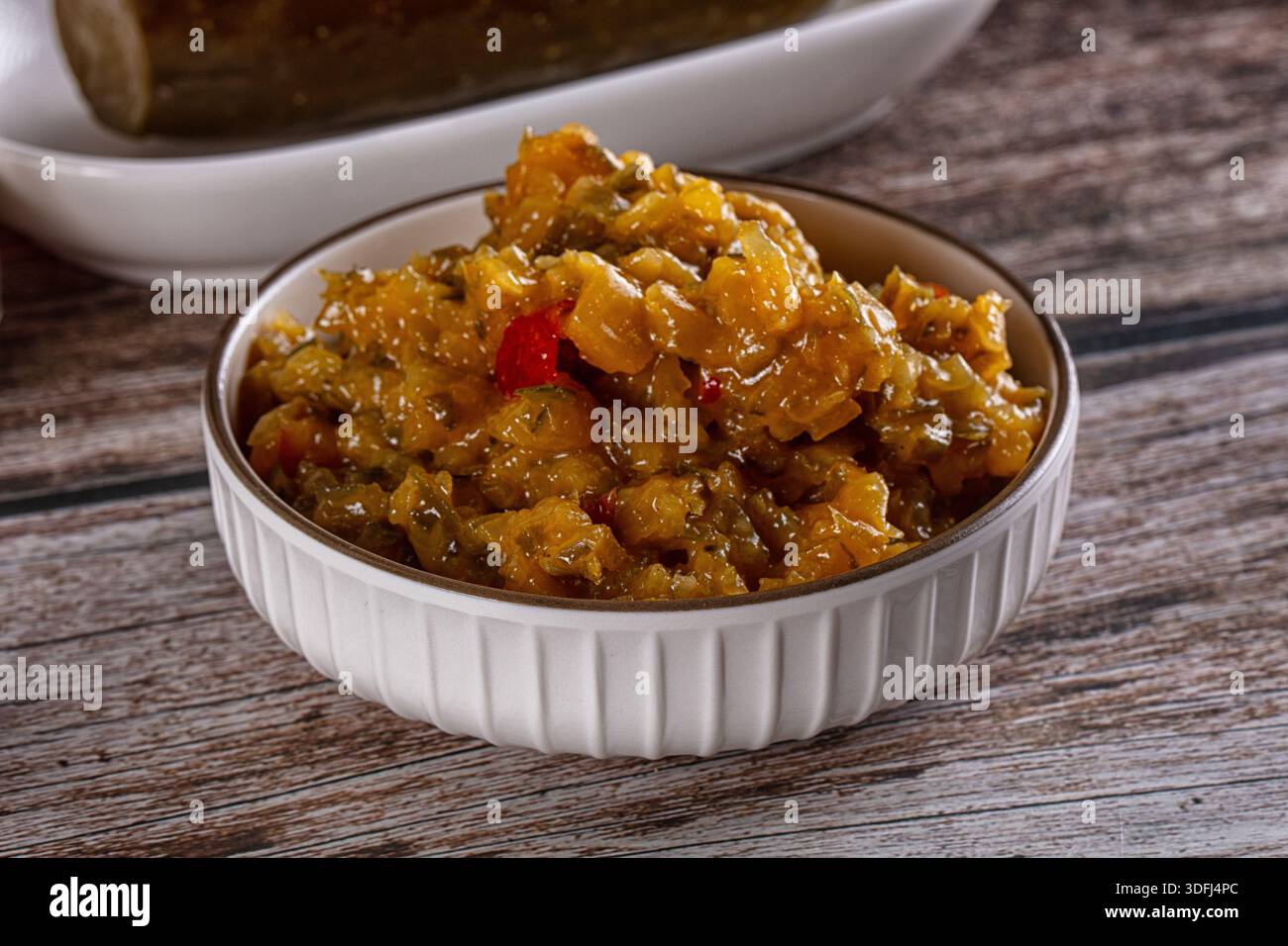 Green chopped pickled relish dip sauce Stock Photo - Alamy