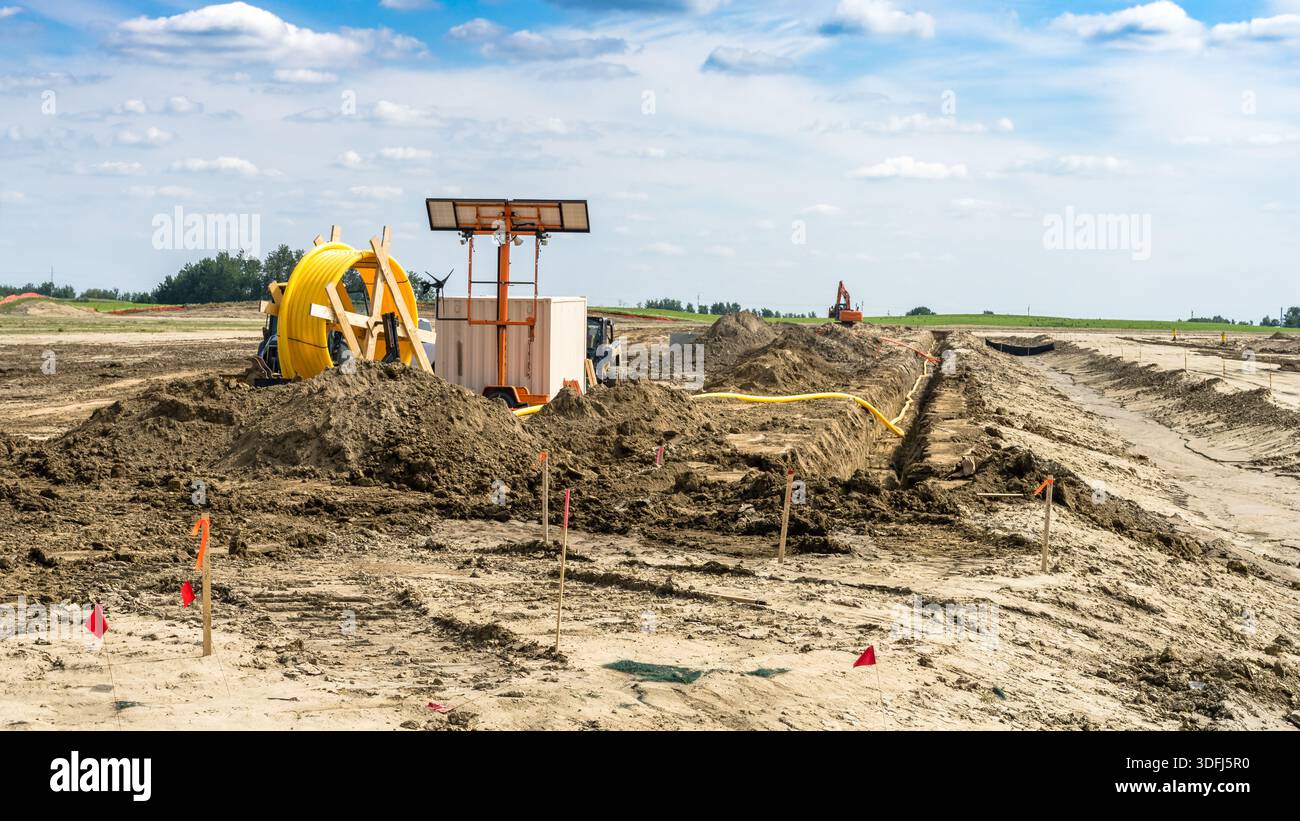 Installing communication power lines hi-res stock photography and ...