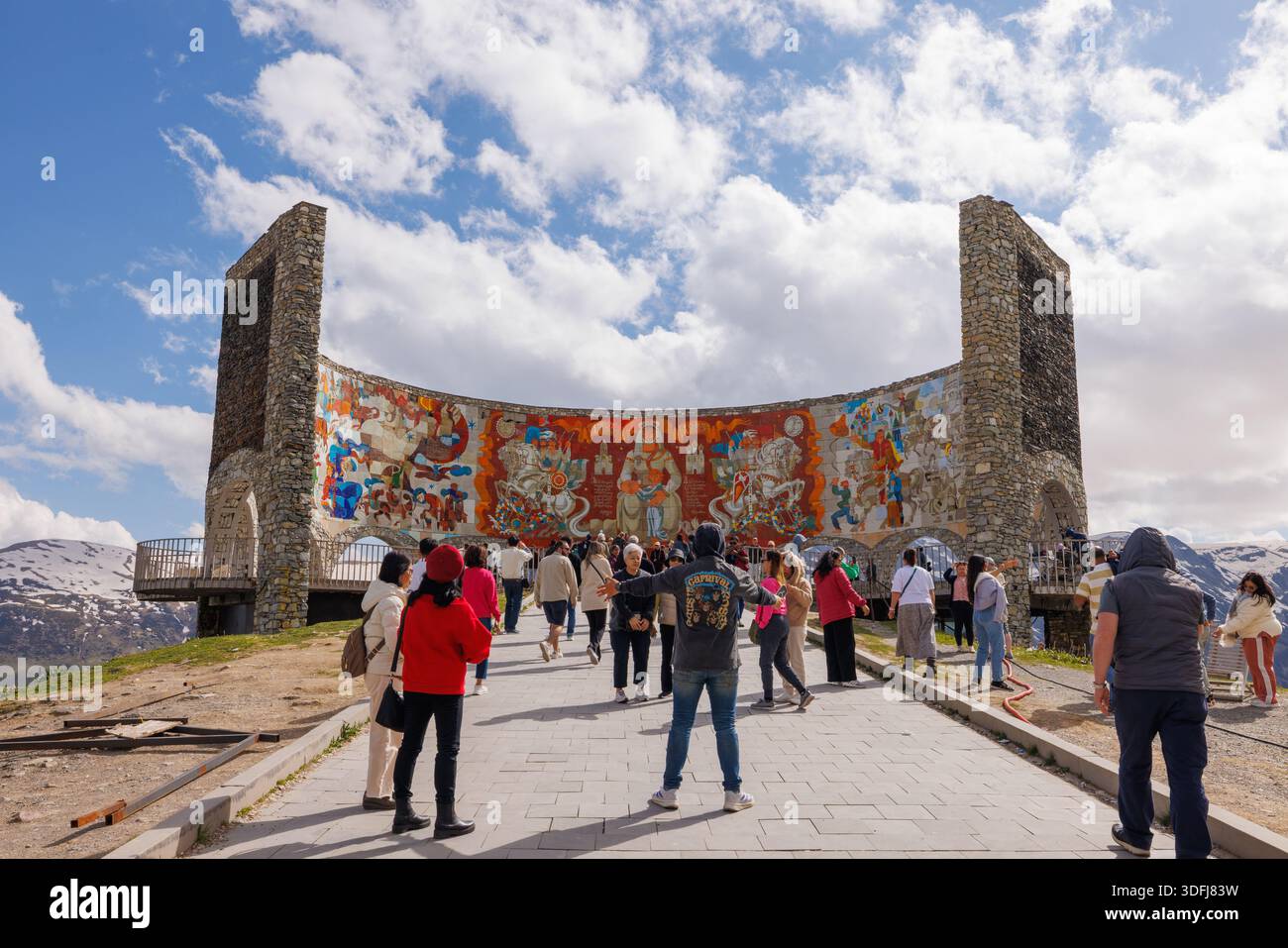 Gudauri, May 22, 2025. Tourists visit the Georgia-Russia Friendship ...
