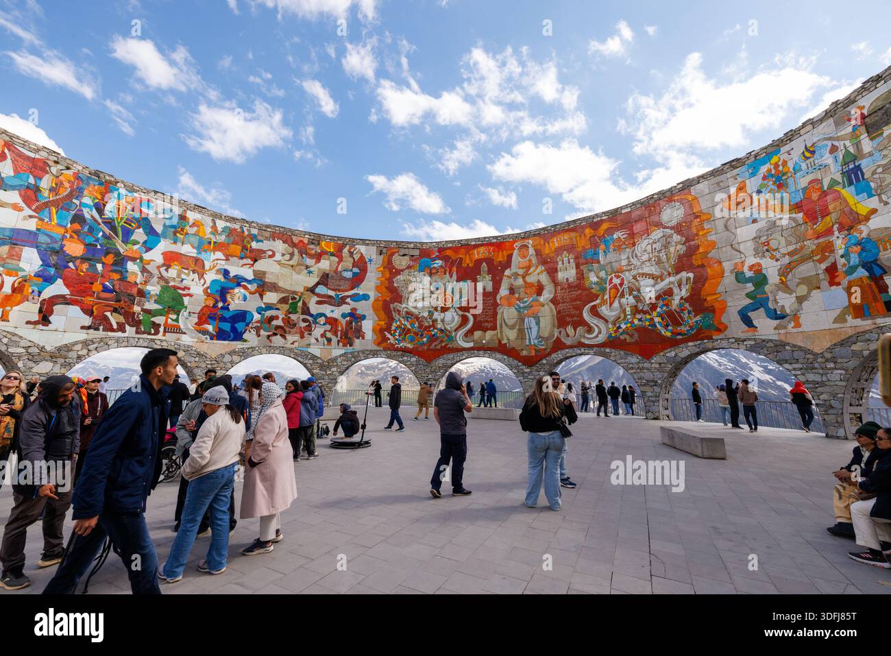 Gudauri, May 22, 2025. Tourists visit the Georgia-Russia Friendship ...